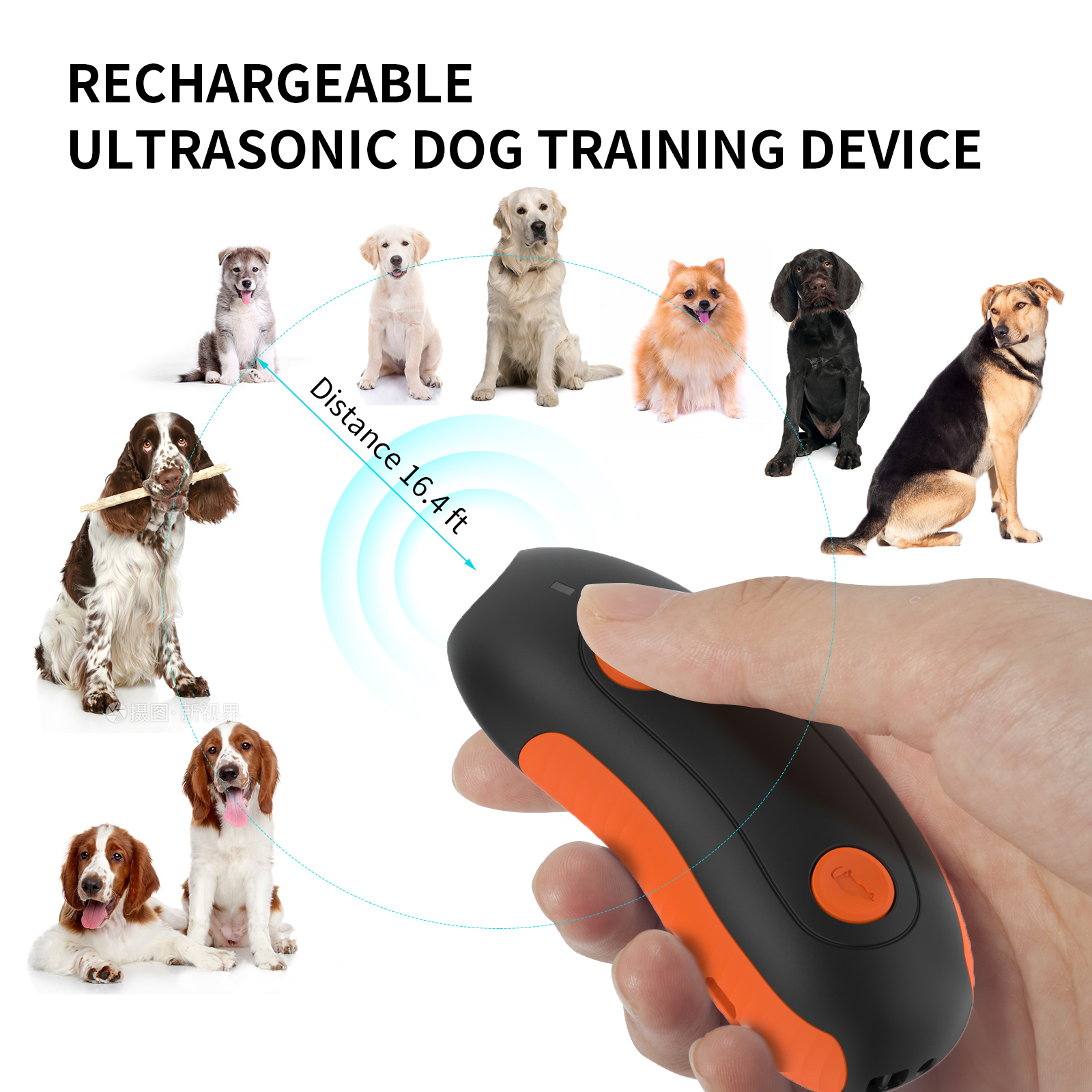 DOG DAZER Ultrasonic Dog Trainer Anti Barking Device with infrared LED ...